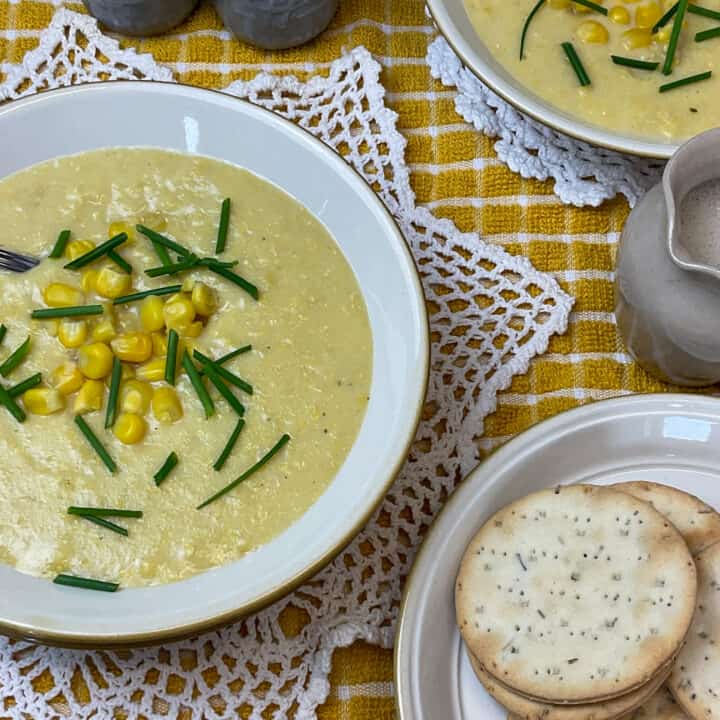 Old-Fashioned Creamed Corn Soup [vegan] - Traditional Plant-Based Cooking