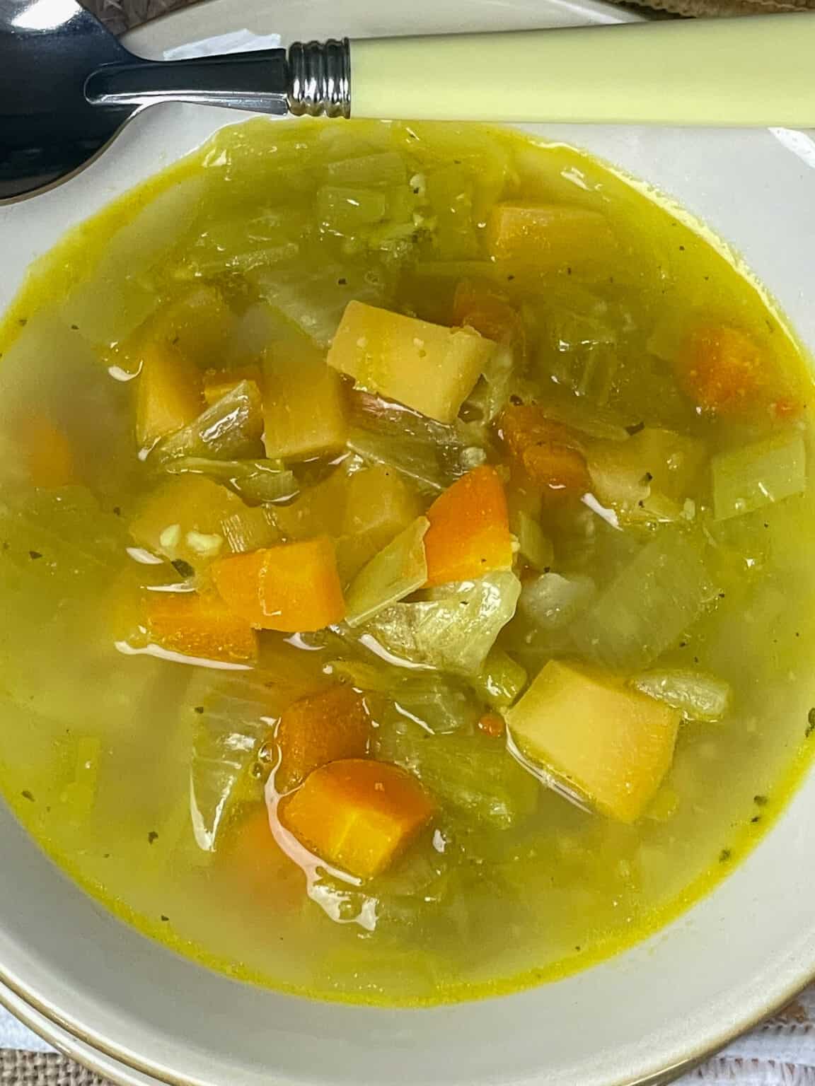 Old-Fashioned Golden Vegetable Soup - Traditional Plant-Based Cooking