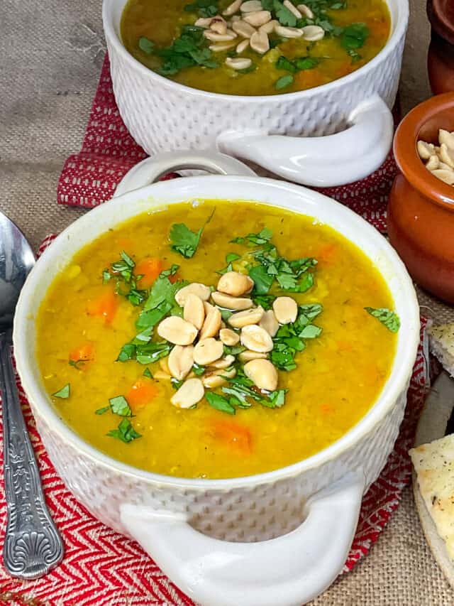 Slow Cooker Red Split Lentil Dal Soup - Traditional Plant-Based Cooking